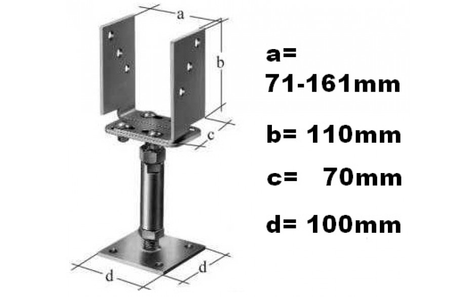 STAFFA AD U REGOLABILE GALVANIZZATA GIALLA PER PALO IN LEGNO